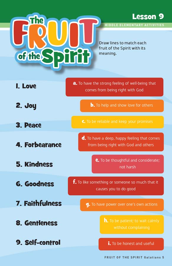 Fruits Of The Holy Spirit Worksheet